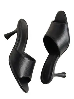 Quince Italian Leather 65mm Stiletto Mule Black