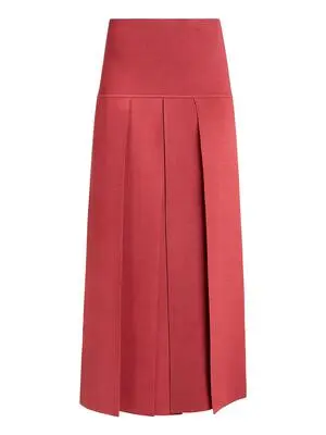 Alaïa High Rise Pleated Midi Skirt - Red