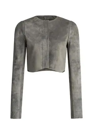 Alaïa Suede Cropped Jacket - Grey