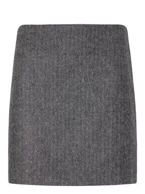BLAZÉ MILANO Herringbone Wool-blend Mini Skirt - Gray