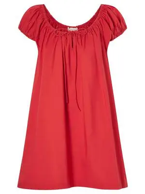 FAITHFULL THE BRAND Faithfull Marblau Gathered Cotton-Poplin Mini Dress