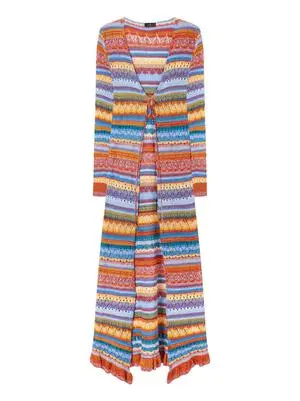 Etro Striped Pointelle-knit Cotton Cardigan - Red