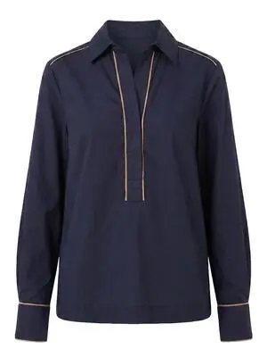 Adrift Clothing Ella Collared Top - Blue