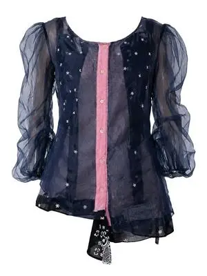 MIRO MISLJEN Sheer Organza Star Blouse - Blue/pink