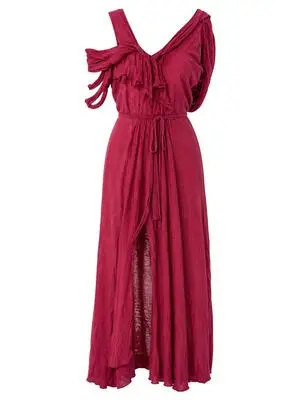 MIRO MISLJEN Asymmetric Cutout Jersey Maxi Dress - Red
