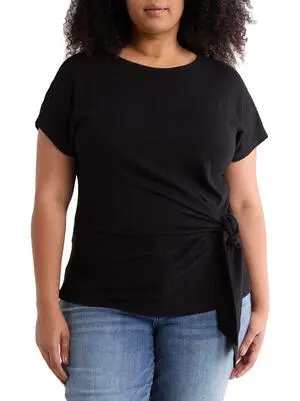 Caslon Caslon Drop Shoulder Tie Front Top Black