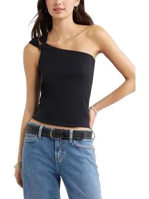 Bp. Stretch Cotton One-shoulder Tank - Black