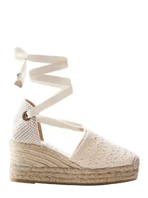 VISCATA Bisbe Archive Crochet Espadrille Platforms - Ivory