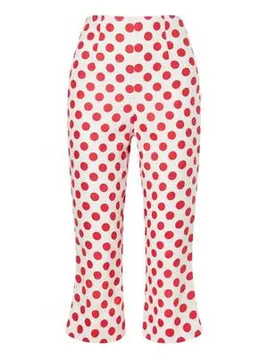 Faithfull The Brand Valeria Capri Polka Dot Linen Pants - Red