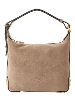 TOD'S Sacca Mini Suede Shoulder Bag - Brown