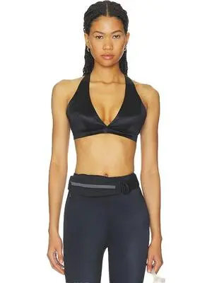 NIKESKIMS Shine Halter Neck Bra In Black - Obsidian