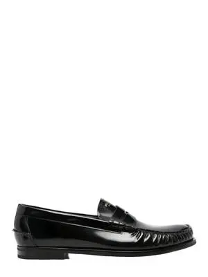 Prada Logo Debossed Loafers - Black