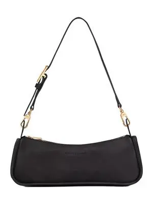 Longchamp Looong Small Shoulder Bag In Cowhide Leather - Black