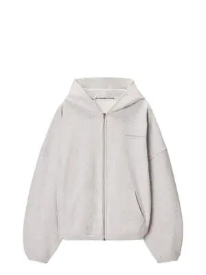 Alexander Wang Alexanderwang Crystal Embellished Oversized Zip-Up Hoodie Grey