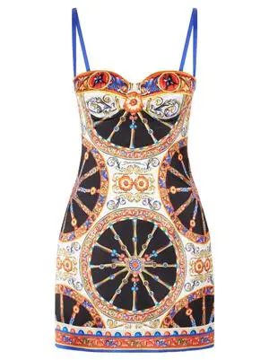 DOLCE & GABBANA Dolce & Gabbana Printed Off-Shoulder Dress With 3D Cups