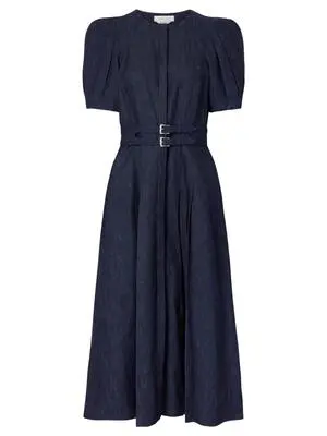 Gabriela Hearst Patricia Belted Midi Dress - Blue