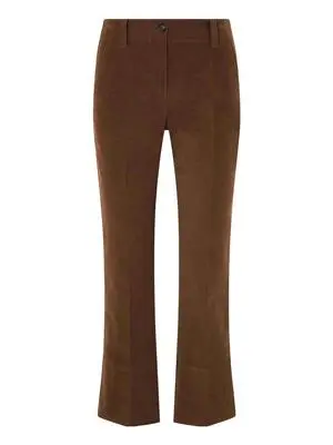 Brunello Cucinelli High-waisted Stretch Cotton Moleskin Cigarette Trousers - Brown