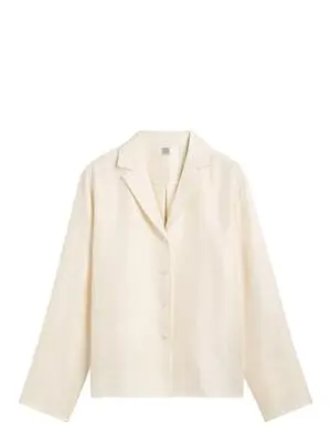 TOTEME Monogram-print Satin Shirt - Cream