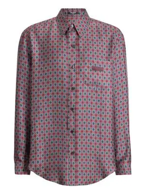 Balmain Printed Silk Shirt - Red