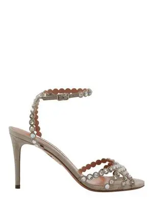 AQUAZZURA Aquazzura Tequila Ankle-Strap Sandals With Crystal Embellishments Nude