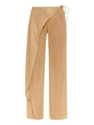Oseree Wrap Lurex Beach Pants - Gold
