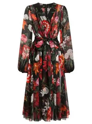 DOLCE & GABBANA Dolce & Gabbana Floral Print Silk Midi Dress