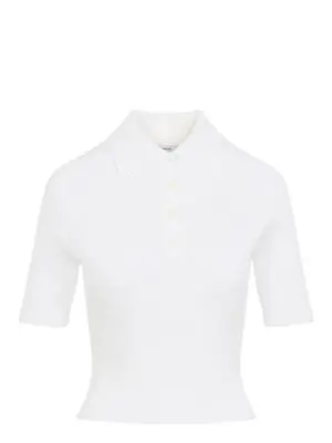 Givenchy Givenchy Collared Short-Sleeve Knit Polo Shirt Ivory White