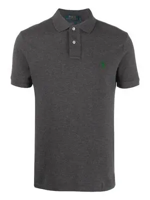Polo Ralph Lauren Logo Embroidered Straight Hem Polo Shirt - Black