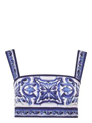 DOLCE & GABBANA Dolce & Gabbana Majolica-Print Square Neck Top