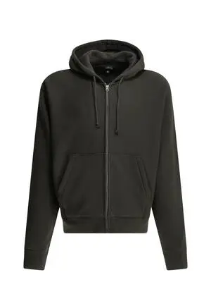 StÜssy Full Zip Drawstring Hoodie With Kangaroo Pocket - Black