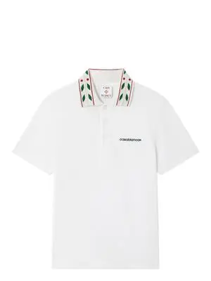 Casablanca Laurel Pique Short Sleeve Polo Shirt - White