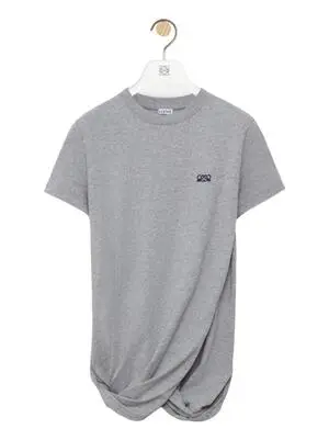 Loewe Logo T-shirt With Twisted Drape - Grey