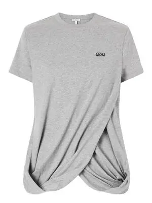 Loewe Loewe Logo Embroidered Draped T-Shirt Grey