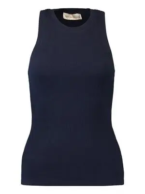 Victoria Beckham Ribbed Sleeveless Crew Neck Top - Black