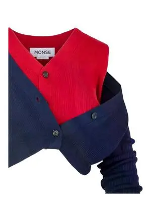 Monse Layered-effect Ribbed Knit Cardigan - Blue
