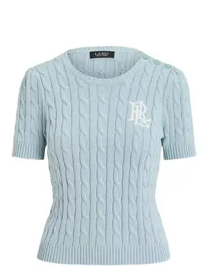 Ralph Lauren Cable-knit Short-sleeve Sweater - Blue