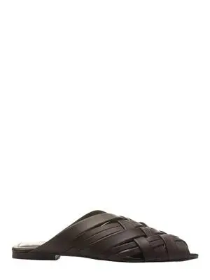 SPAZIO CORRIDONI 1 Woven Leather Flat Sandals - Brown