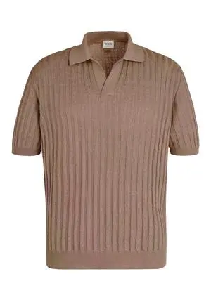 TOD'S Ribbed Short-sleeve Polo Shirt - Brown