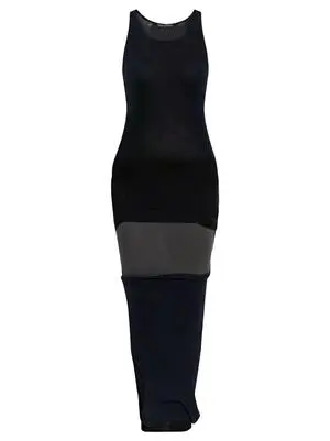 Balenciaga Ribbed Layered Cut-out Maxi Dress - Black