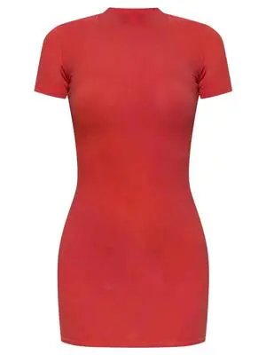 Balenciaga Short-sleeve Crewneck Mini Dress - Red