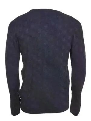 Emporio Armani Textured Knit Long Sleeve Sweater - Blue
