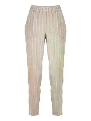 Peserico Vertical Stripe Elasticated Waistband Trousers - Neutrals