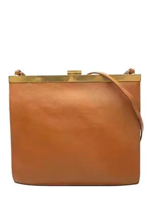 Celine Leather Clasp Crossbody Bag - Brown