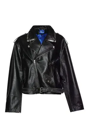 MARKING DISTANCE Zipped Leather Jacket - Black