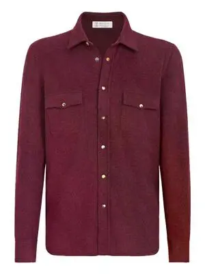 Brunello Cucinelli Virgin Wool, Cashmere And Silk Knit Shirt - Red