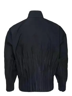 Issey Miyake S Pleated High-neck Jacket - Black