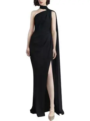 GEMY MAALOUF One-shoulder Draped Gown - Black