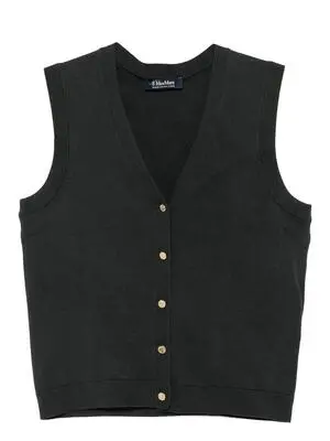 Max Mara Knitted V-neck Vest - Green