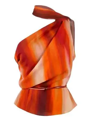 LAQUAN SMITH One-shoulder Top With Scarf Detail - Orange
