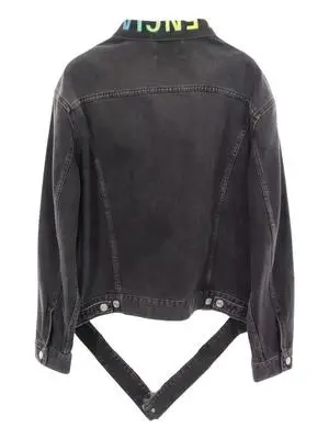 Balenciaga 2010s Rainbow Logo Denim Jacket - Grey